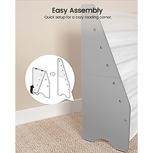 CHOEZON 6-Tier Kids Bookshelf, Kids Sling Bookcase, Magazine and Book Storage Rack, Large Capacity Book Organizer, Book Shelf for Kids Room, Bedroom, Nursery, Playroom, White and Gray MCW07WG