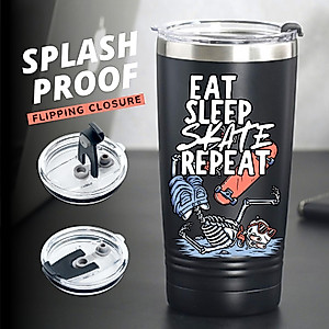 Onebttl Skateboard Gifts, Skateboarding Coffee Travel Mug for Skating Lovers, Men, Women, Daughter - Stainless Steel 20Oz Tumbler