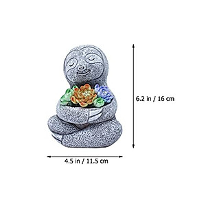 Happyyami Courtyard Garden Decoration Resin Flower Plant Pot Animal Statue Bradypode Figurine Jungle Figurines for Landscape Bonsai Crafts Decorations Mini Sloth Figure