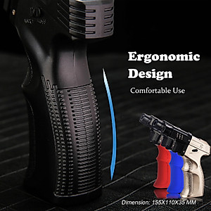 PROMISEButane Torch Lighter Gun Torch Blow Torch -Sleek Adjustable Butane Torch Adjustable Flame Lock Cooking Torch Cigar Lighter Lighter Camping Home Use Welding Chef etc (Black)