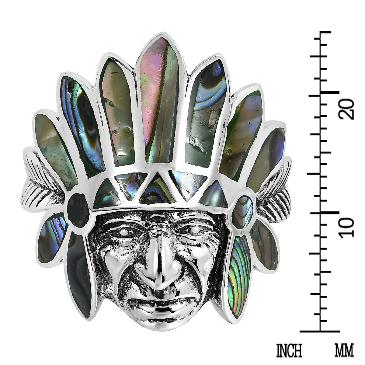 AeraVida Native American Style Abalone Shell Inlay .925 Sterling Silver Ring | Elegant Wedding Rings for Women | Casual Comfort Fit Silver Rings for Women, Men | Gift for Men (11)