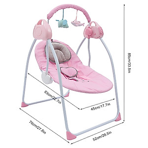Baby Rocking Chair, Electric Baby Swings with Safety Belt, MP3 Player and Remote Control, USB Baby Bouncer Chair Baby Swings for Infants to Toddler (Pink)