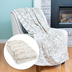 Outrageously Soft Throw Blanket - Ultra Plush Minky Faux Fur Blanket - 50 x 70 Inches - Tan