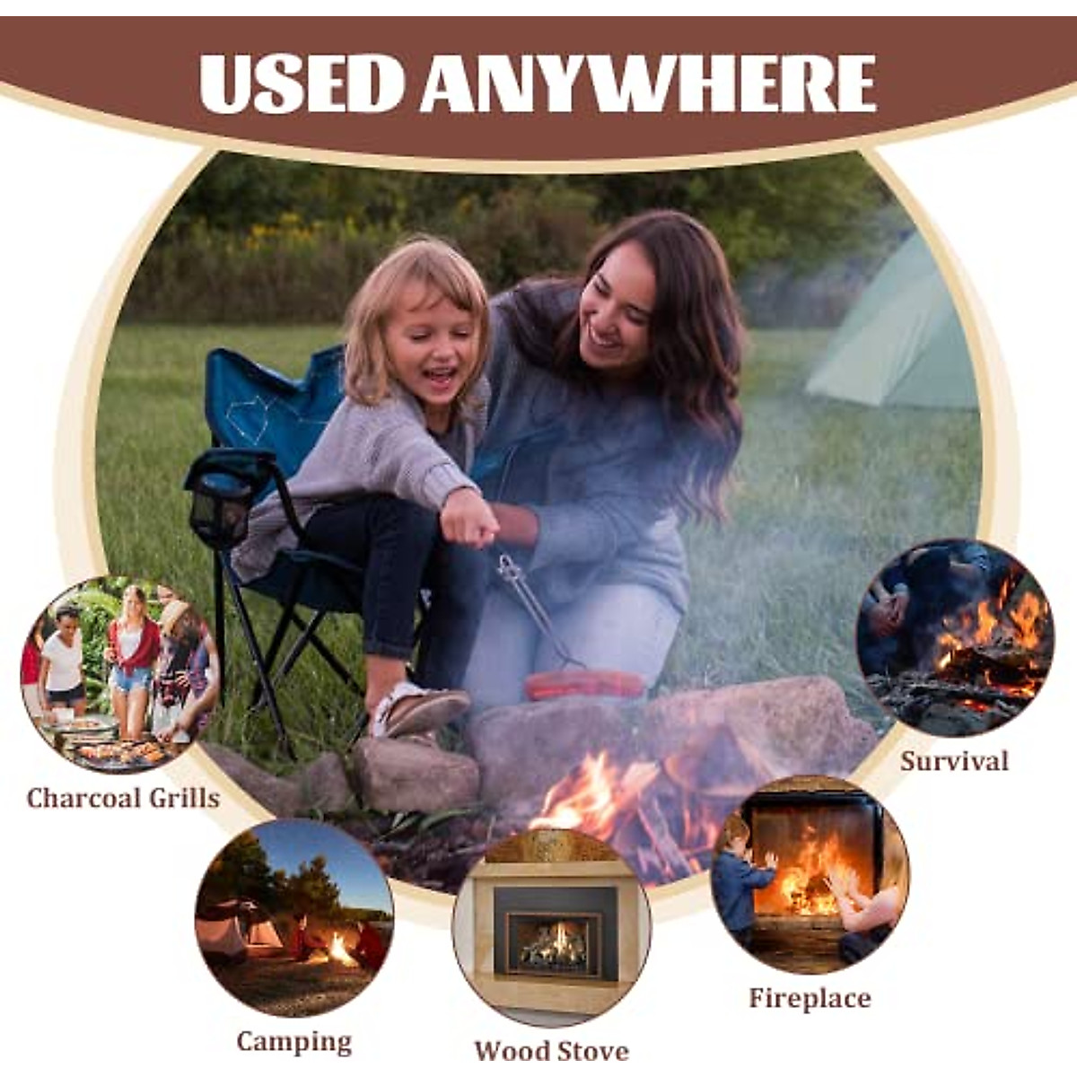 Mydracas Fire Starter - Pack of 144 Charcoal Fire Starters,Firestarter for Fireplace,Campfire,BBQ,Grill Starter,Quick Light and Odourless