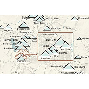 North America Ski Resorts Map 24x36 Poster (Beige & Opal Blue)