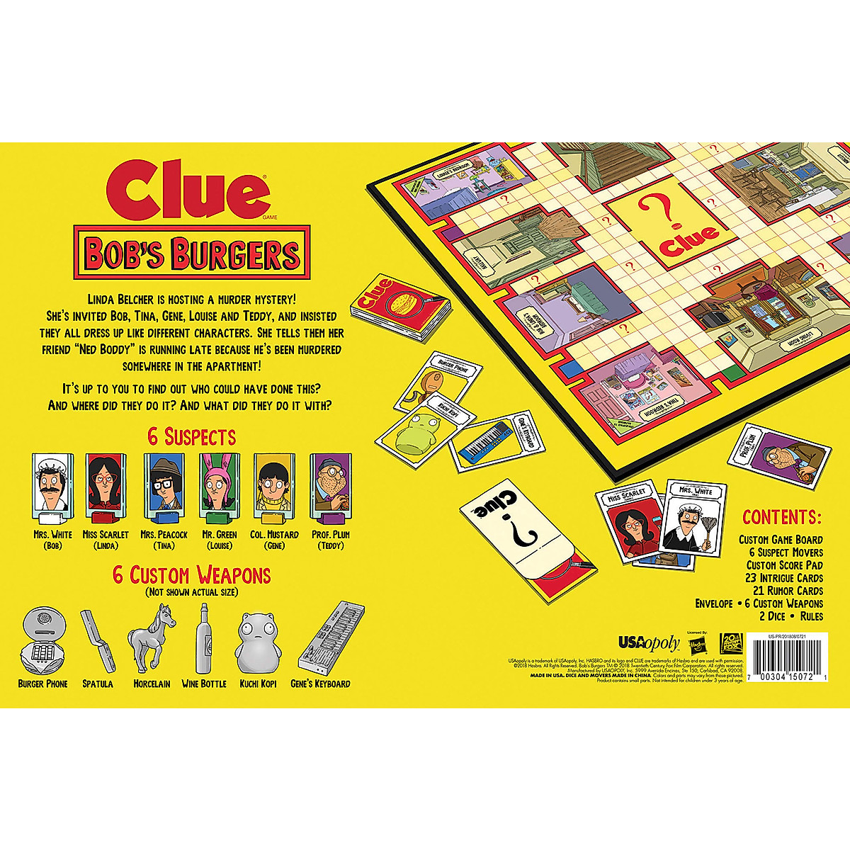 Clue Bobs Burgers Board Game | Themed Bob Burgers TV Show Clue Game | Officially Licensed Bob's Burgers Game | Solve The Mystery in This Unique Clue take on The Classic Board Game