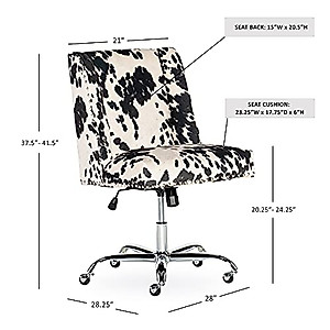 Linon Clayton Black Cow Print Office Chair, Metallic