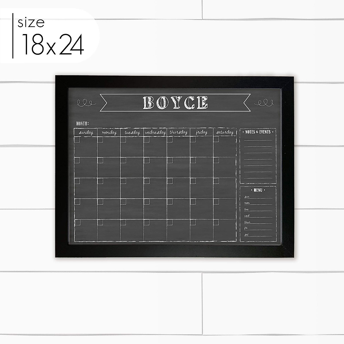 Dry Erase Chalkboard Calendar, Reusable 18x24 or 24x36 Customized Dry Erase Wall Calendar, Chalkboard Calendar, Family Framed Calendar, 2023 calendar planner, Family Command Center
