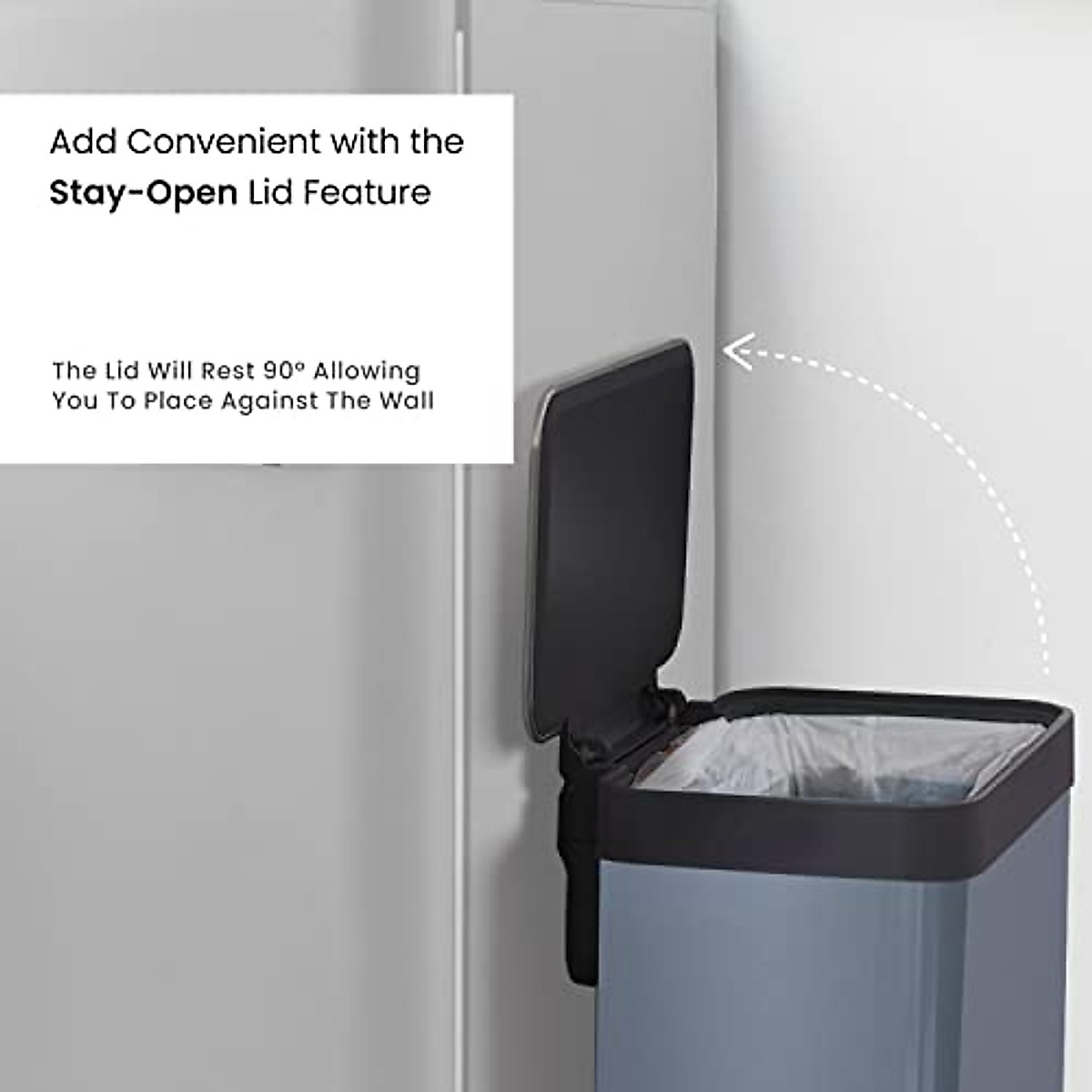 Home Zone Living 18.5 Gallon Large Capacity Kitchen Trash Can, Tall Stainless Steel Liner-Free Body, 70 Liter Capacity, Matte Black, Virtuoso Series