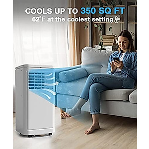 Joy Pebble Portable Air Conditioner 7900 BTU, 3in1 Portable AC with Dehumidifier & Fan, cooling for Room up to 350 sq. ft, ECO Mode, 2 Fan Speeds, 24H Timer, Remote Control