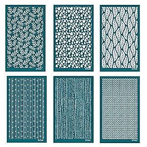 6Pcs Polymer Clay Silk Screen - Silk Screen Stencils for Polymer Clay - Reusable Silkscreen Print Kit Printing on Clay Jewelry Clay Earrings Silkscreen Stencil for Polymer Clay Earrings Jewelry
