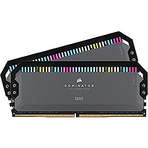 CORSAIR DOMINATOR PLATINUM RGB DDR5 32GB (2x16GB) DDR5 6000MHz CL36 AMD EXPO Intel XMP iCUE Compatible Computer Memory – Gray (CMT32GX5M2D6000Z36)
