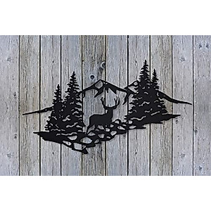 Mule Deer Mountain Scene | Laser Cut Metal Wall Art Sign for Home, Cabin, and Garage Decor | High Country Décor