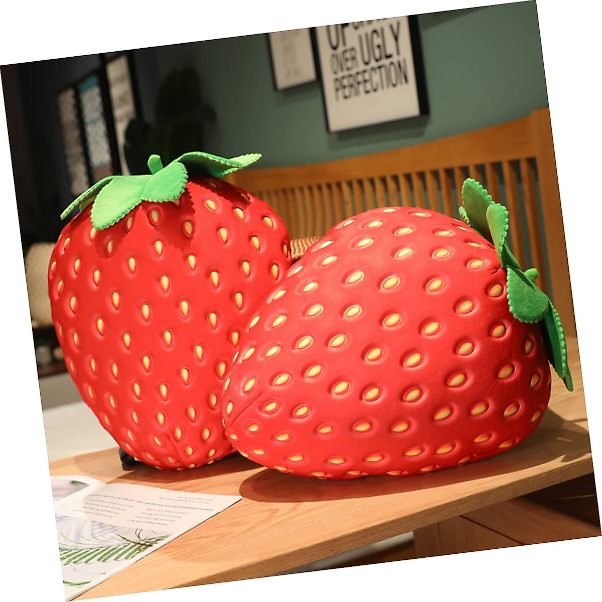 Decor Decorative Cute Adorable Strawberry Fruit Food Kawaii Huggable Soft Red Girls Funny Plushie Cm/inch Pillows Stuffed for Large Accent Hugging Cuddle Pillow Throw