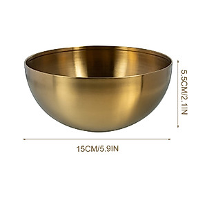 Cabilock Stainless Steel Noodles Bowl Golden Thickened Thermal Insulation Salad Dessert Bowl Kitchen Serving Bowl for Cereal, Soup, Ice Cream, Rice, Noodles, Salad, Snacks (5.9x2.1 inch)