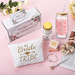 DHQH Bridesmaid Proposal Gifts Bridesmaid Stainless Steel Wine Tumbler Will You Be My Bridesmaid Gift for Bridesmaid Wedding Engagement Gift Rose Spa Gifts Bachelorette Party Gift…