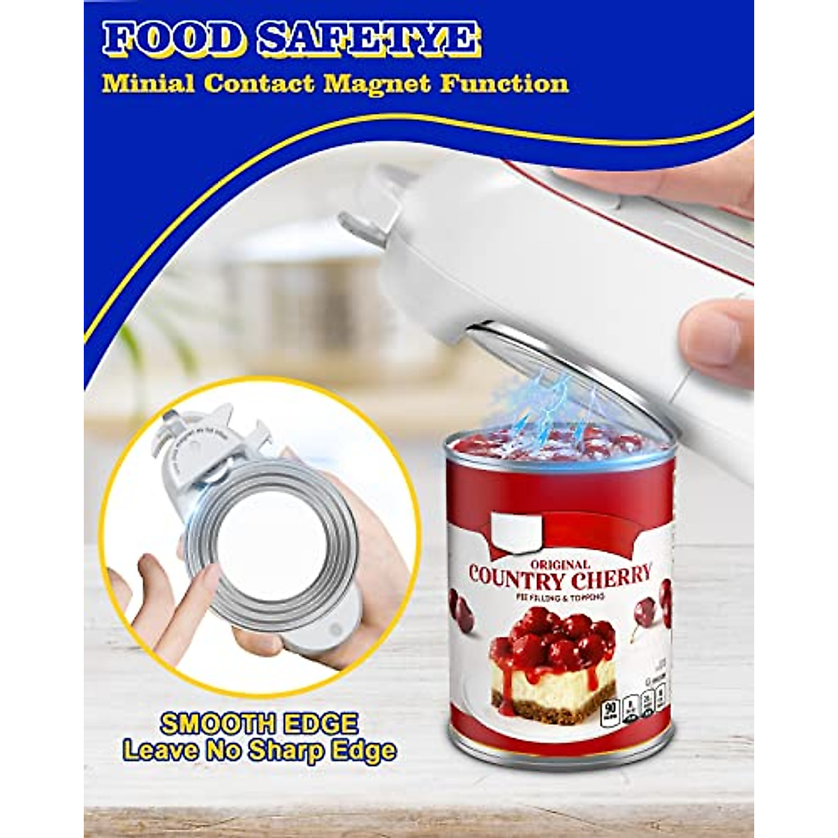 Smooth Edge Electric Can Opener, One-Touch Automatic Can Opener Opens Almost All Can Sizes, Kitchen Utensils for Housewives, Seniors and Arthritis Sufferers, Best Gift for Women