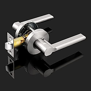 Probrico Keyless Door Lever Handles Passage Interior Locksets Brushed Nickel Finished Hardware 6 Pack
