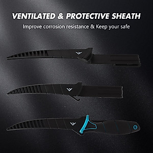 FLISSA Fixed Blade Hunting Knife, 6" Fillet Knife