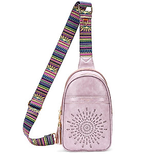 APHISON Small Sling Bag Fanny Packs Cell Phone Purse Vegan Leather Crossbody Bags for Women Chest Bag with Adjustable Strap Purple