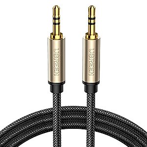 UGREEN 3.5mm Audio Cable Hi-Fi Stereo Double Layer Shielding Nylon Braided with Silver-Plating Copper Core, Zinc Alloy Male to Male Aux Cord Tangle-Free for Audiophile Musical Lovers, 6.5ft