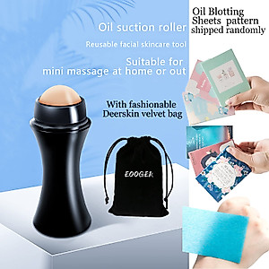 Oil-Absorbing Volcanic Face Roller, Reusable Face Roller Skin Care Facial Skin Care Tools, Oil Control Face Roller Stone, Suitable For Female Girls Makeup Massage Beauty Accessories(Black Set)