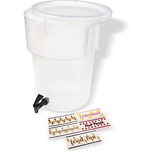 CFS Plastic Round Beverage Dispenser, 5 Gallons, Translucent