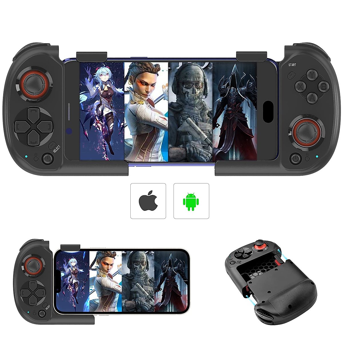 Mobile Gaming Controller for iPhone iOS Android Wireless Gamepad Joystick - One-Handed Mobile Gamepad - Magnetic Storage - Call of duty- Direct Play