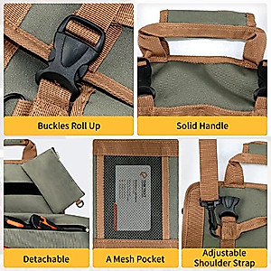 Upgraded Tool Roll Up Bag, 20" Roll Up Tool Bag, Roll Up Tool Organizer with 3 Detachable Pouches & Shoulder Strap, Multi-Purpose Tool Roll Pouch for Motorcycle/Truck/Mechanic/Electrician