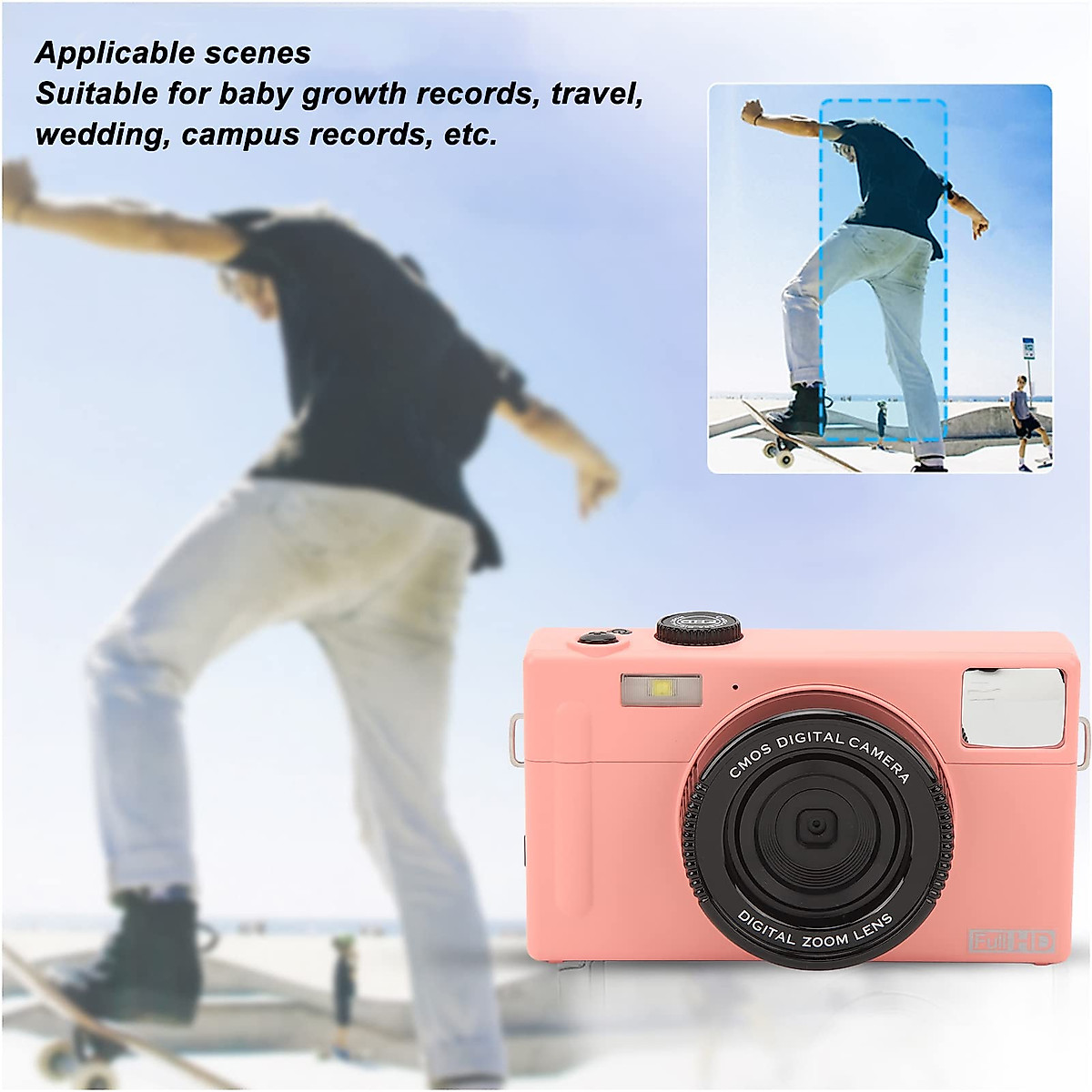 56MP Vlogging Camera, 4K Digital Camera for Photography and Video Pocket Camera with 3.0inch IPS Screen, Dual Screen Camera for Adult Seniors Students Kids Beginner (Pink)