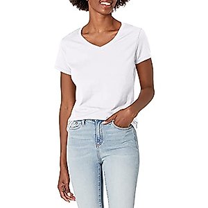 Hanes Women's X-Temp V-Neck Tee, White, Medium