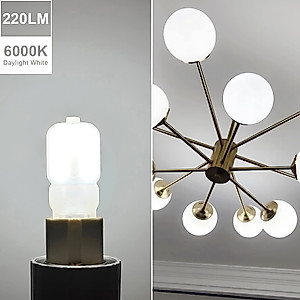 JUNSHI G9 LED Bulb 2.5W(20W 25W Halogen Equivalent) 6000K Daylight White Cool White 220 Lumens Non-Dimmable AC110-130V LED Light Bulb for Ceiling Light,Pack of 10