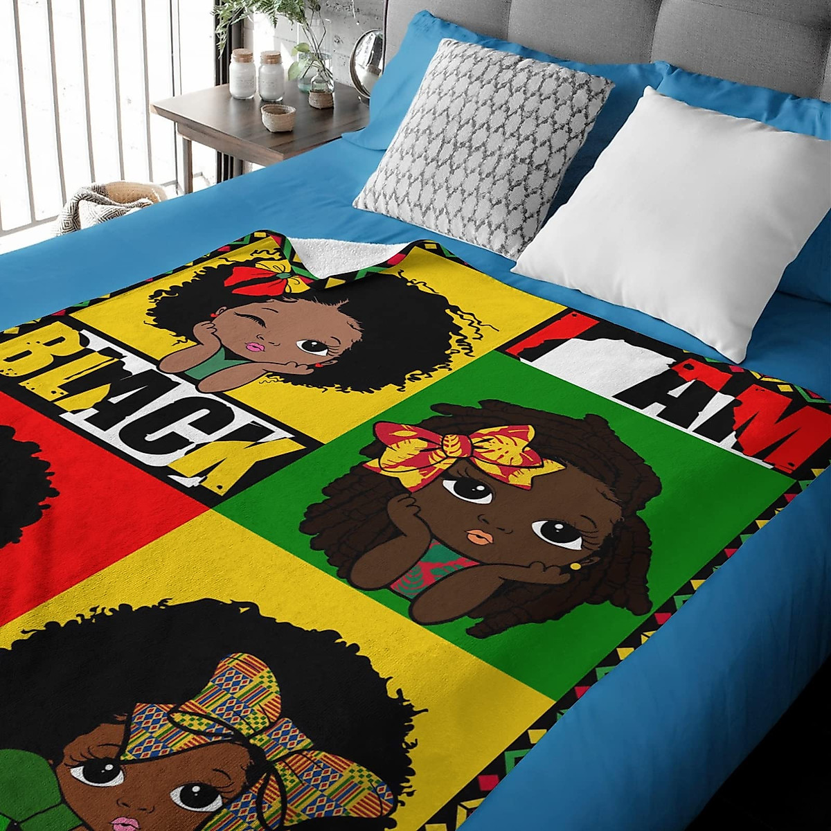 HawSkgFub Baby Toddler Girl I Am Black History African American Juneteenth Blanket Nursery Inspirational Afro Melanin Flannel Fleece Swaddling Blankets Soft Lightweight Newborn Kids Crib Bedding 30x40