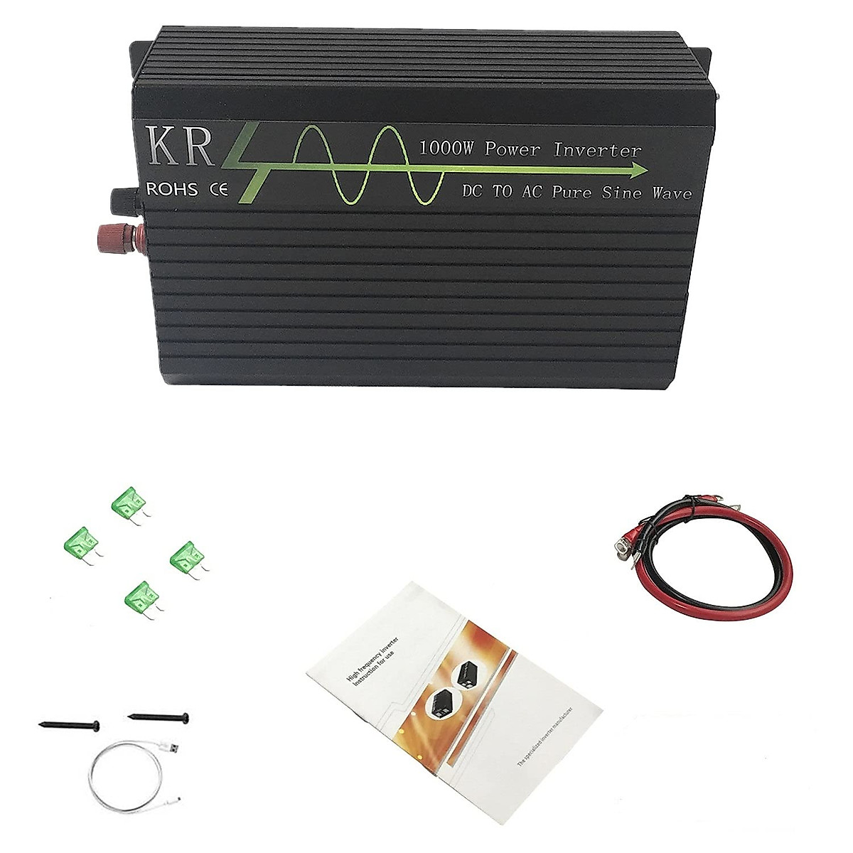 KRXNY 1000W Pure Sine Wave Power Inverter 12V DC to 110V 120V AC 60HZ with USB Port for Car/RV Home Solar System