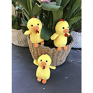 Glow Pups 3 Pack Plush Chicken Toys with Squeaker for Small Dogs, Replacement Chicken Toys Hide and Seek Egg Toy (3 Pack of Replacement Chickens)