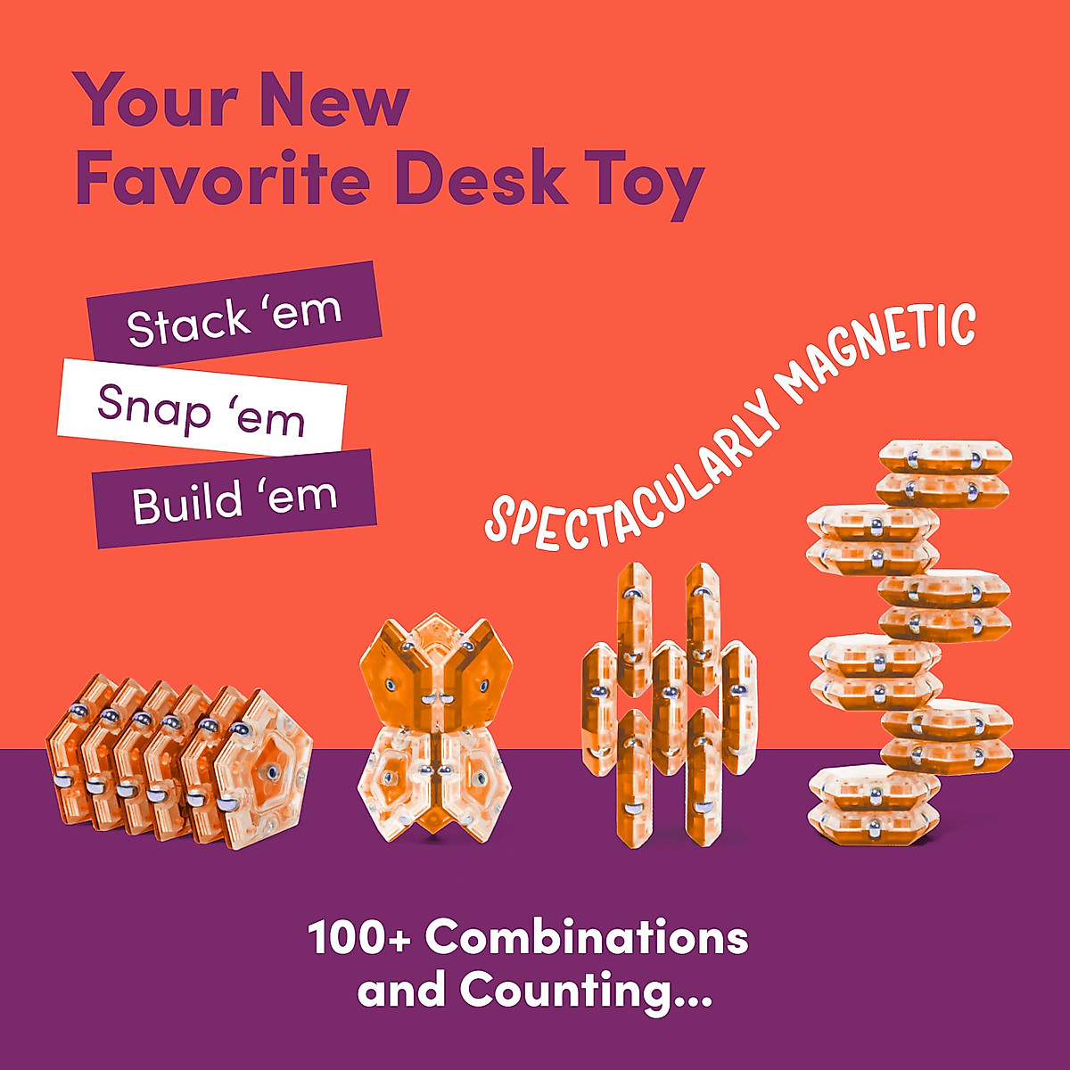 Speks Geode Sphere Magnetic Fidget Toy for Adults & Teens 14+ | Sensory Gadget for Stress Relief and Anxiety, Office Desk Toy Present, Christmas Gift, Holiday Stocking Stuffer | Lava, 12-Piece Set