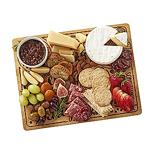 Sabatier Charcuterie Board with Recessed Handles, Reversible Kitchen Cutting Board for Entertaining and Meal Prep, Decorative Wood Cheese Board, Perfect Housewarming Gift, 11-inch x 14-Inch, Bamboo
