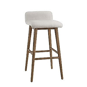 Ball & Cast Upholstered Pub Height Bar Stools 30 inch Kitchen Wooden Stool Chairs Set of 2, Linen