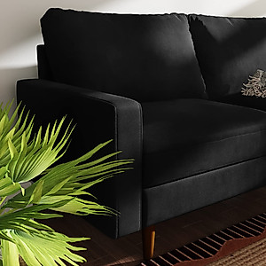 SILKIR 2-Person Loveseat Sofa Couch for Living Room | Perfect for: Apartment/Studio/Office & Small Space | Velvet Fabric | Fast and Easy Assembly | Warranty (Black) Modern Contemporary Mid-Century