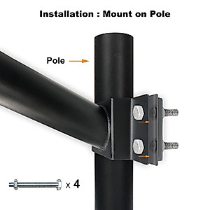 Light Poles Mount Bracket for Solar Street Lights Outdoor Heavy Duty Metal Kit Wall Pipes Clamp Led Lamp Post Extension Fixture Sturdy Steel Endurance Arm Fit Flood Fog Spot Lighting (48mm 1Pcs)