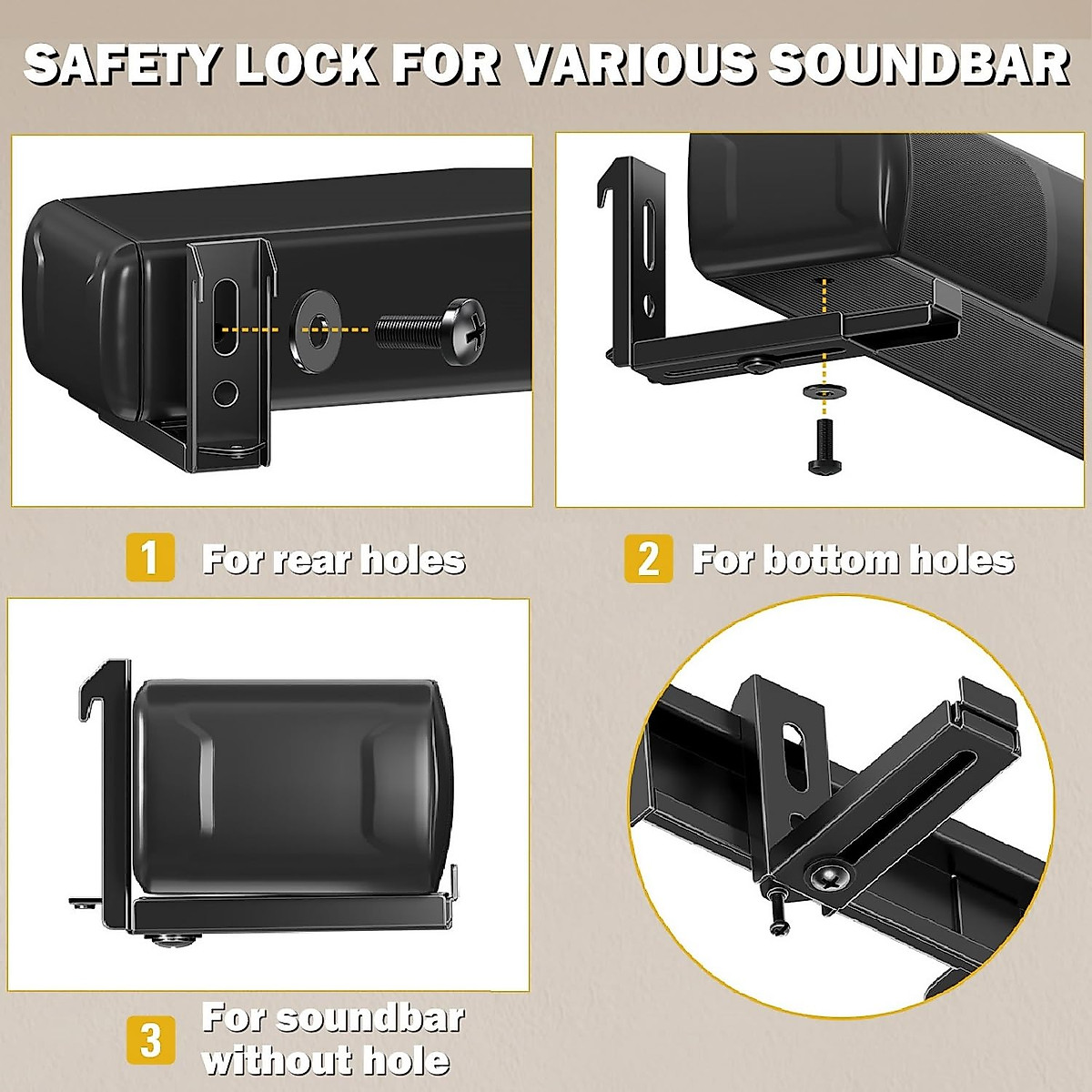 Mounting Dream Universal Soundbar Mount, Sound Bar Bracket Extends 3'' to 7.3'' for Easy Cable Access, Soundbar Wall Mount for Samsung, Sony, Bose, LG, Vizio & More Soundbars up to 17.5LBS