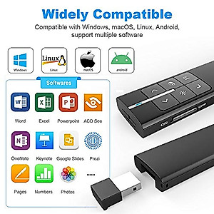 NORWII N99 Presentation Clicker Air Mouse Function Wireless Presenter USB Powerpoint Clicker, RF 2.4 GHz Presentation Remote Control Clicker for powerpoint presentations Support Mac, Laptop, Computer