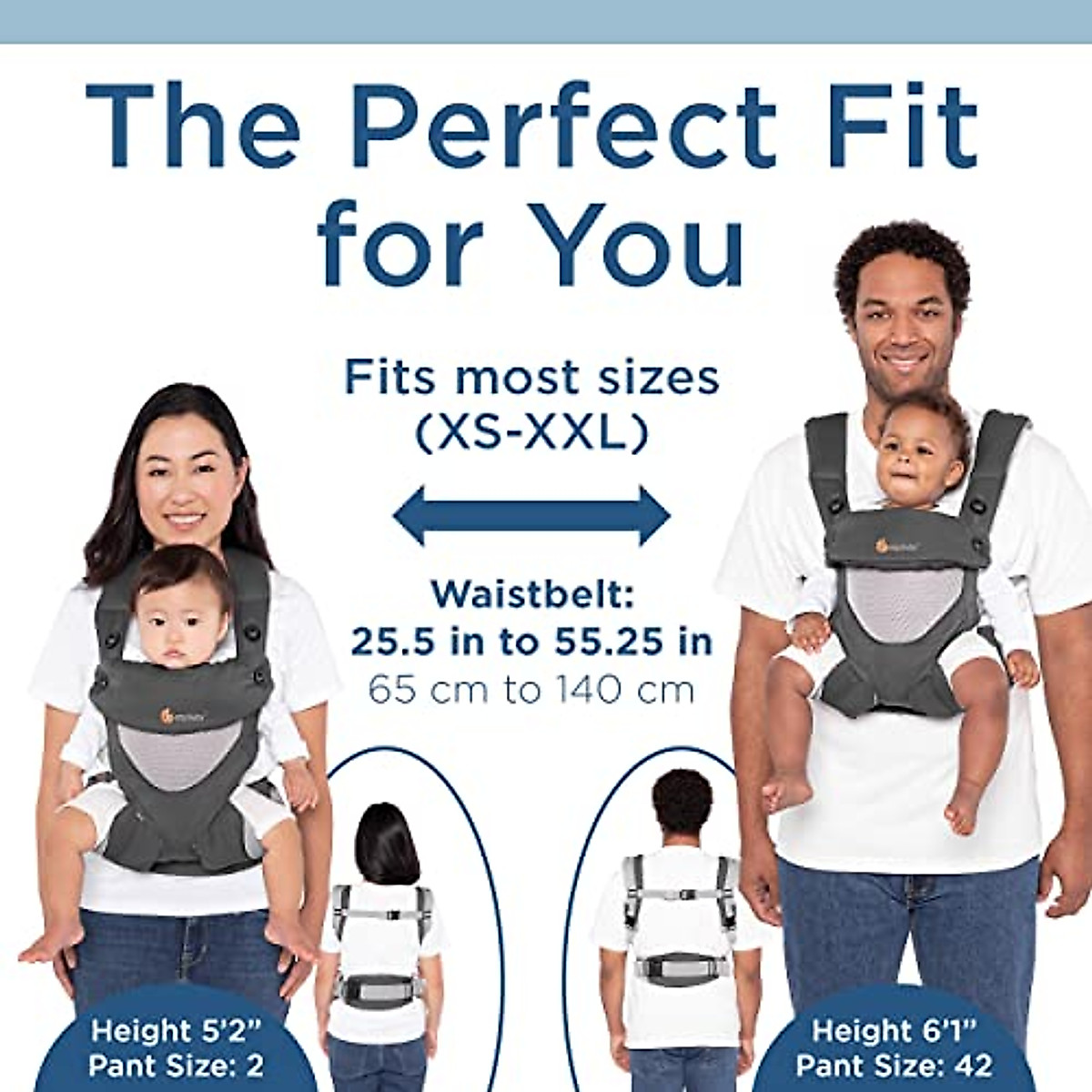 Ergobaby 360 All-Position Baby Carrier with Lumbar Support (12-45 Pounds), Carbon Grey, Cool Air Mesh
