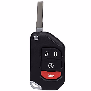 SELEAD Flip Key Fob 4 Buttons Keyless Entry Remote fit 2020 for Jeep Gladiator 2018-2020 for Jeep Wrangler Antitheft Keyless Entry Systems 68416782AA 1pc 433.92MHz, Black