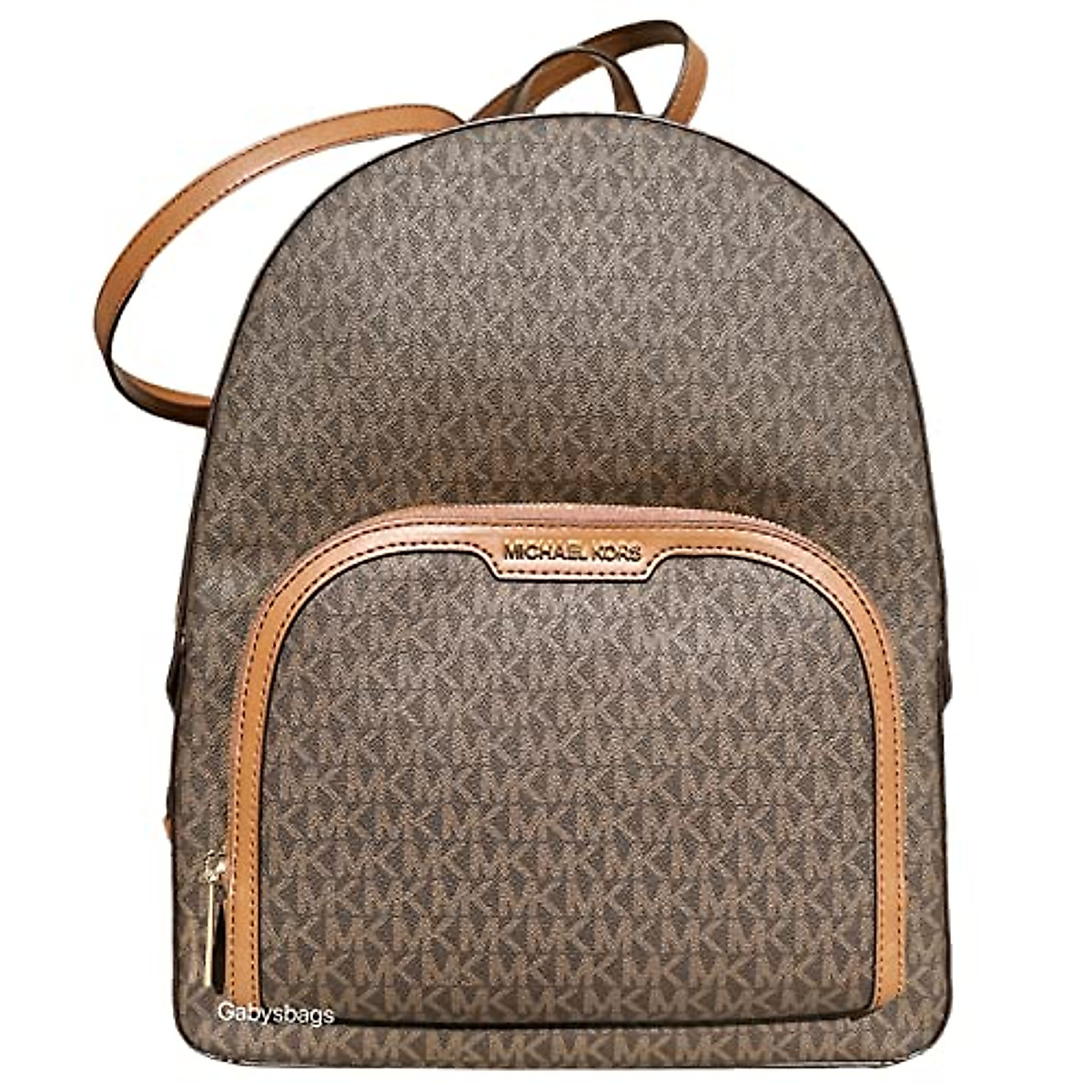 Michael Kors Jaycee Large Backpack School Bag Bundled with Michael Kors Jet Set Travel Large Trifold Wallet MK Signature (Brown MK)