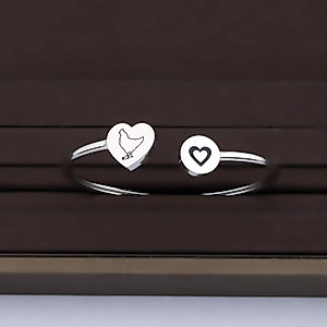 Pet Lover Gift Poultry Lover Gift Chicken Charm Chicken Gifts Chicken Jewelry Bird Cuff Bracelet (Chicken bracelet S)