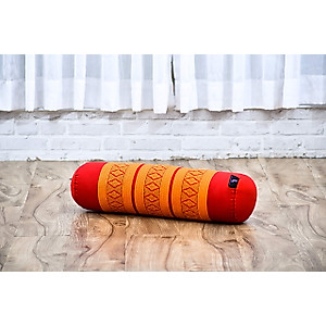 Leewadee Yoga Bolster – Shape-Retaining Cervical Neck Roll, Tube Pillow for Comfortable Reading, Made of Kapok, 20 x 6 x 6 inches, Orange Red