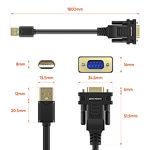 OIKWAN USB to RS232, USB Serial Adapter with FTDI Chipset,USB 2.0 to Male DB9 Serial Cable for Windows 11,10, 8, 7, Vista, XP, 2000, Linux and Mac OS(6ft)…