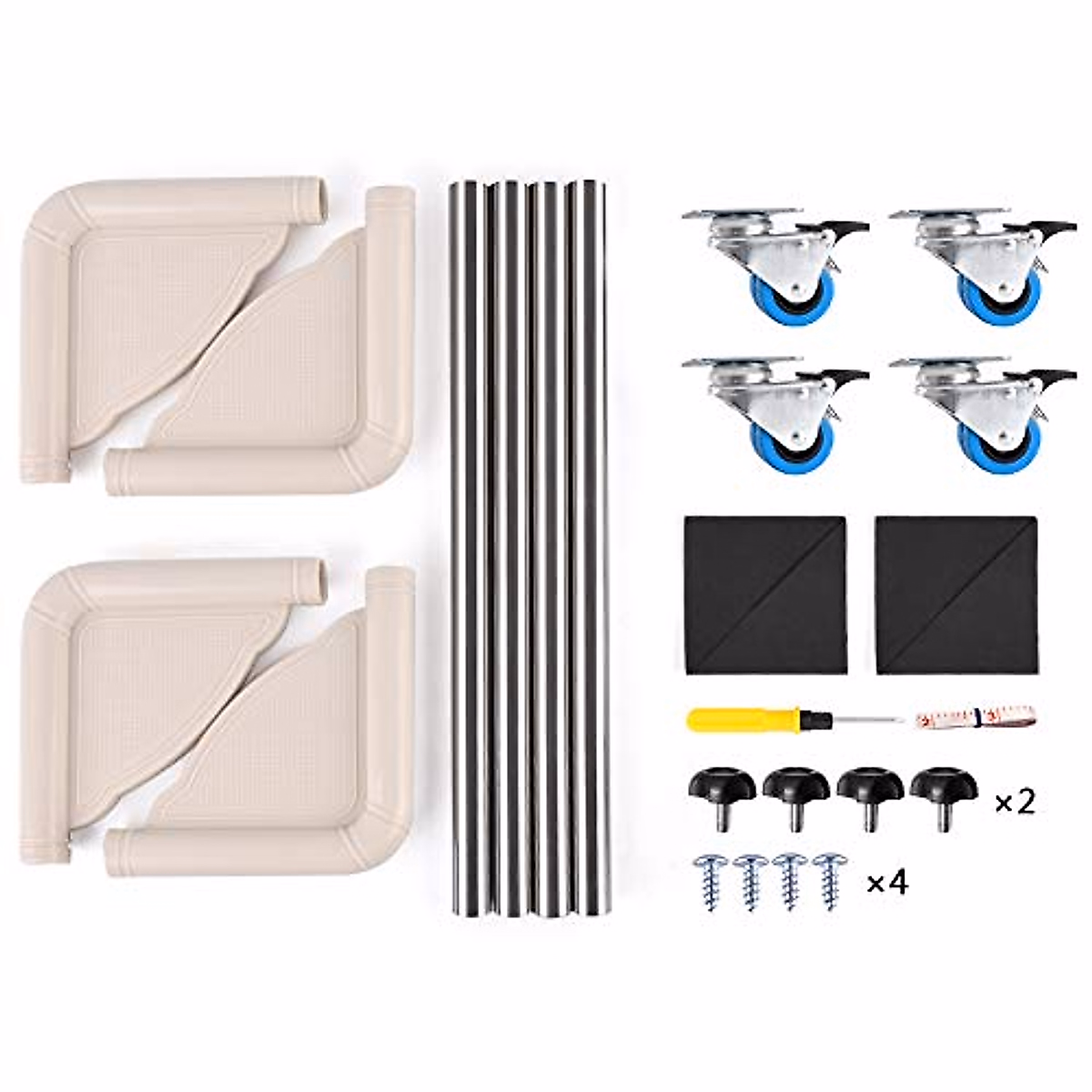 SPACECARE Furniture Dolly Adjustable Mobile Roller Mini Fridge Stand Washing Machine Stand with 8 Locking Swivel Wheels Universal Mobile Base Moving Cart for Dryer Refrigerator, Capacity 500 Lbs,White