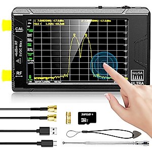 4Inch TinySA Ultra Spectrum Analyzer 100kHz-5.3GHz,V0.4.5.1 Portable Tiny Frequency Analyzer with 32GB SD Card & 3000mAh Battery, 2-in-1 RF Signal Generator RBW LNA DANL Phase Noise